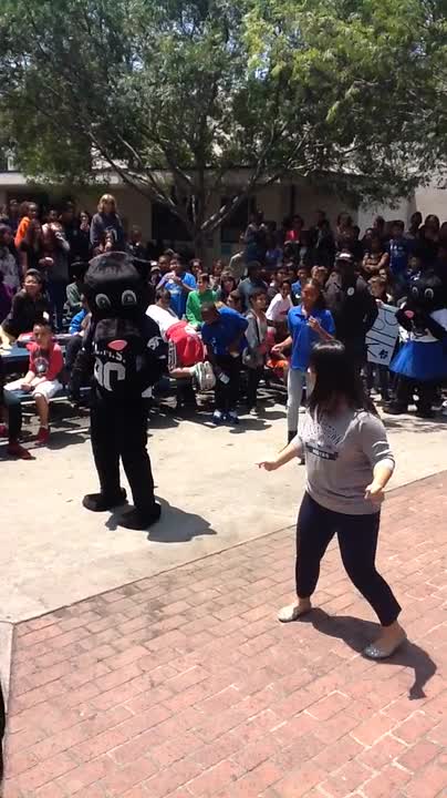 Dr. G dancing with Polly and Pete Panther | Culver City Middle School