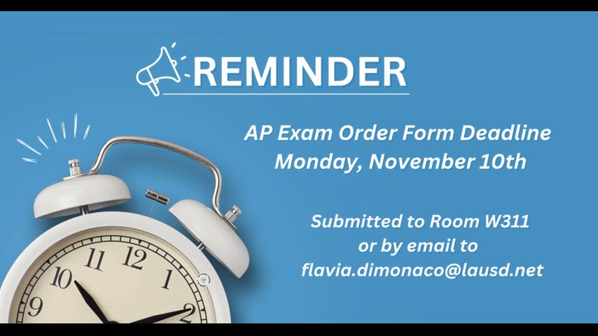 AP Exam Order Reminder (2025) | The Science Academy STEM Magnet