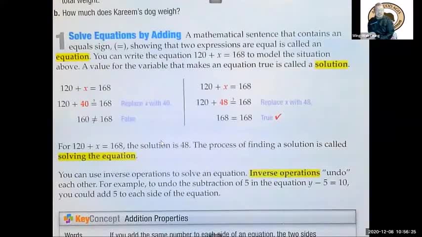 Pre-Algebra - 4.3 Solve by Adding or Subtracting | Oakland Military ...