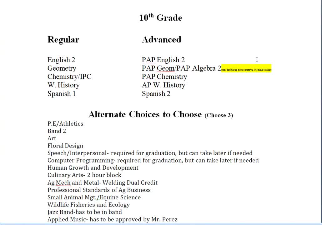 10th Grade Course Selection Video Orange Grove High School 10th Grade Course Selection Video Orange Grove High School