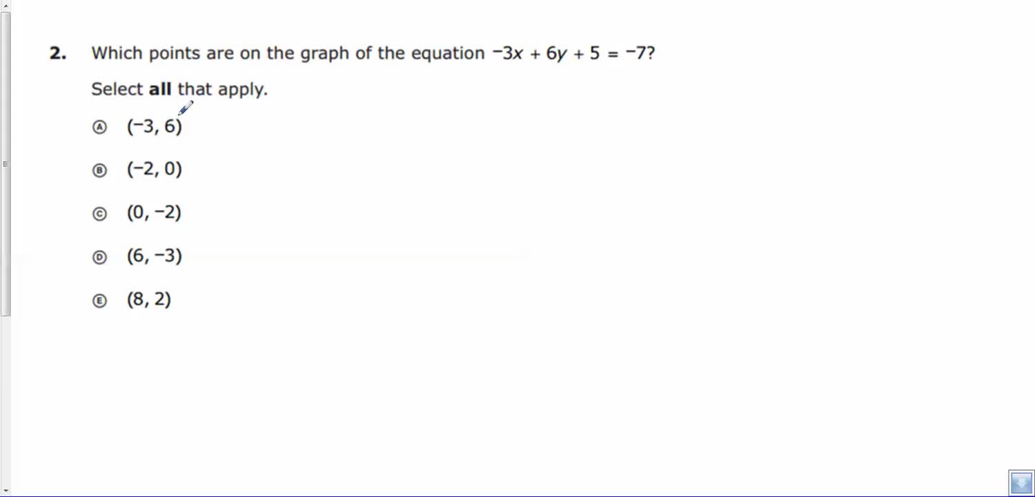 PARRC Test Practice Question 2 for Algebra 1 | Belle Chasse High School