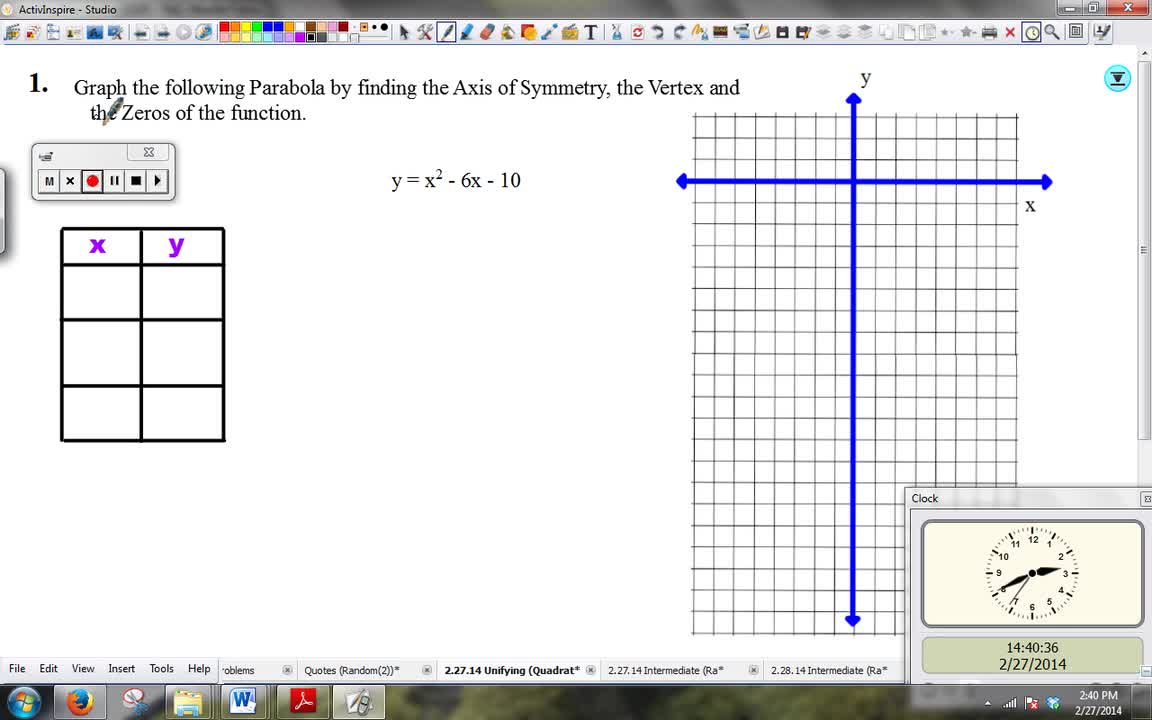 Quadratic Functions ( Solving and Graphing) TEST PREP SOLUTIONS | Point ...