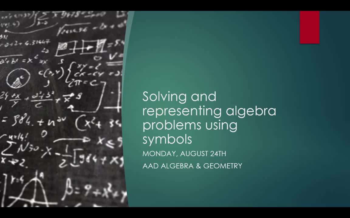 Using Symbols to Solve Algebra Problems | Smyrna High School
