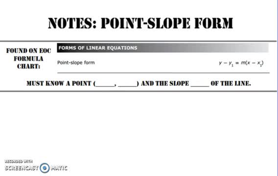 Point- Slope Form Notes | Tomball High School